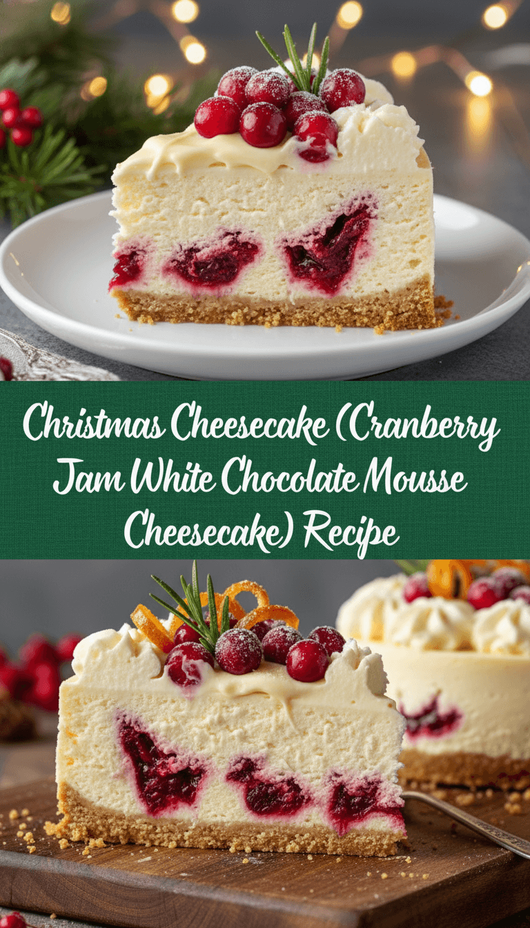 Christmas Cheesecake Cranberry Jam White Chocolate Mousse Cheesecake ...